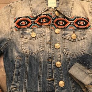 Jackets & Coats | Denim Jacket With Aztec Print | Poshmark